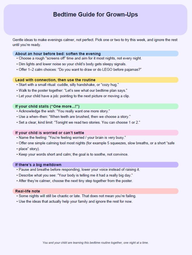 Calm Bedtime Routine Chart for Kids | Tidy Toys & Bathroom Visual ...
