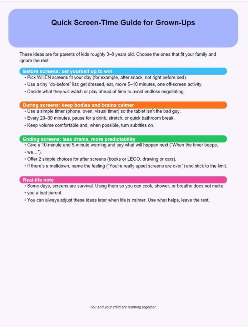Screen Time Rules for Kids Printable | Calm Screen-time Plan Poster ...