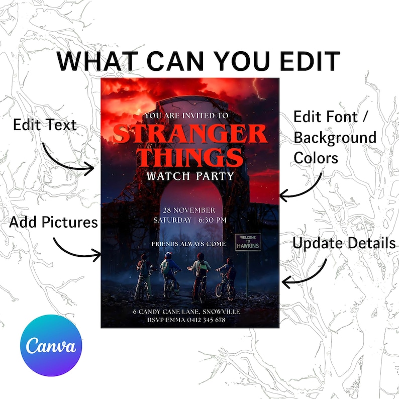 Stranger Things Watch Party Invitations | 80s Movie Night Party ...