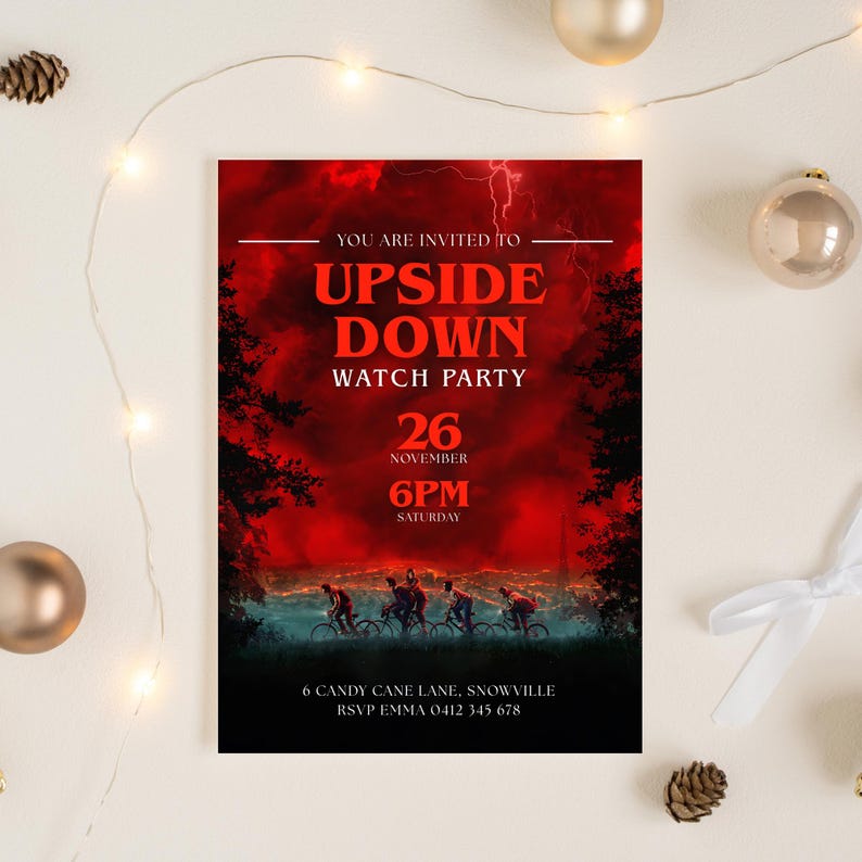 Invitación a fiesta de Stranger Things / Plantilla Canva retro de los ...