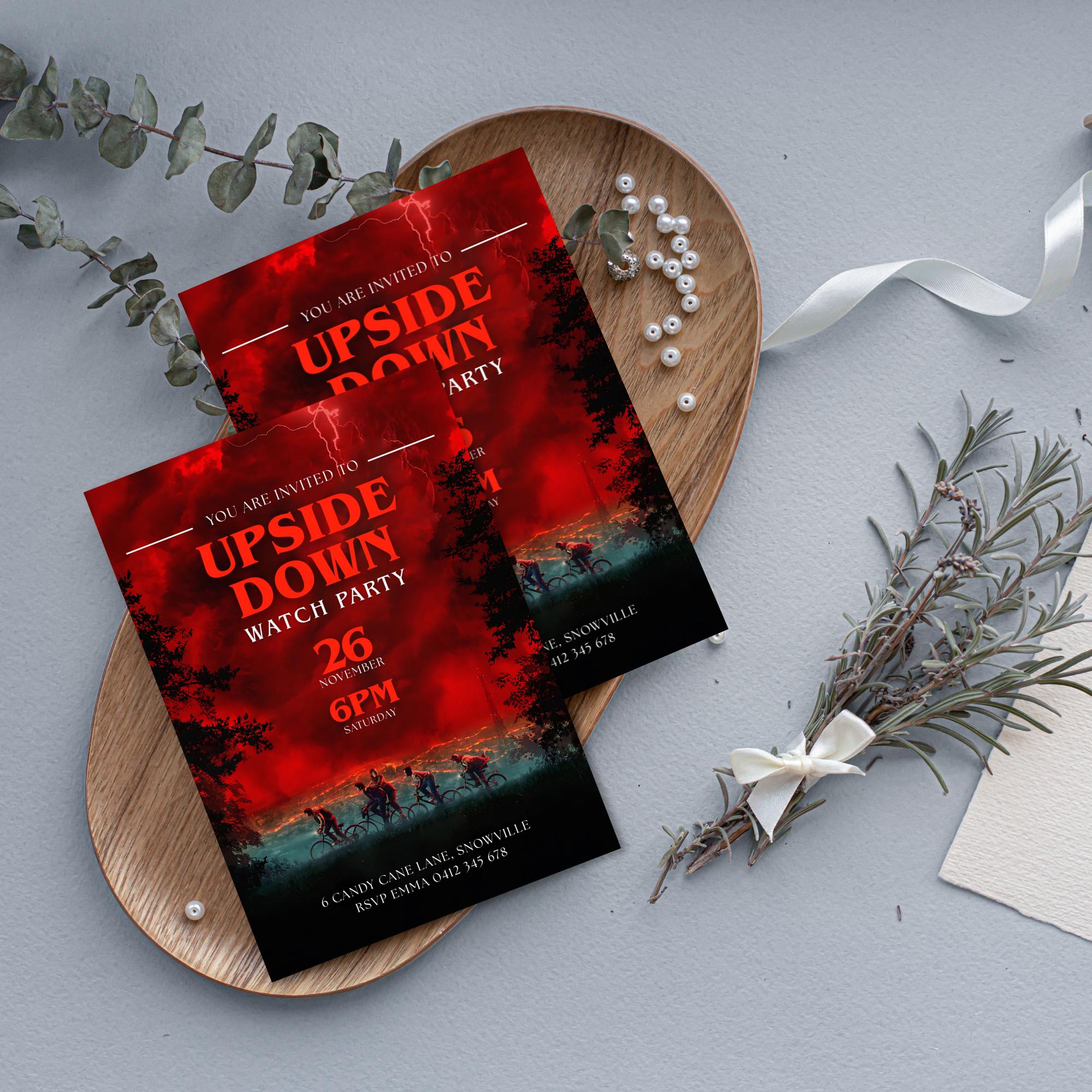 Stranger Things Watch Party Invitation | Retro 80s Canva Template ...