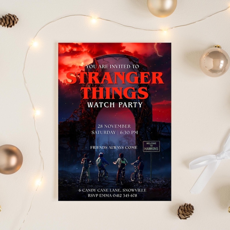 Stranger Things Watch Party Invitations | 80s Movie Night Party ...
