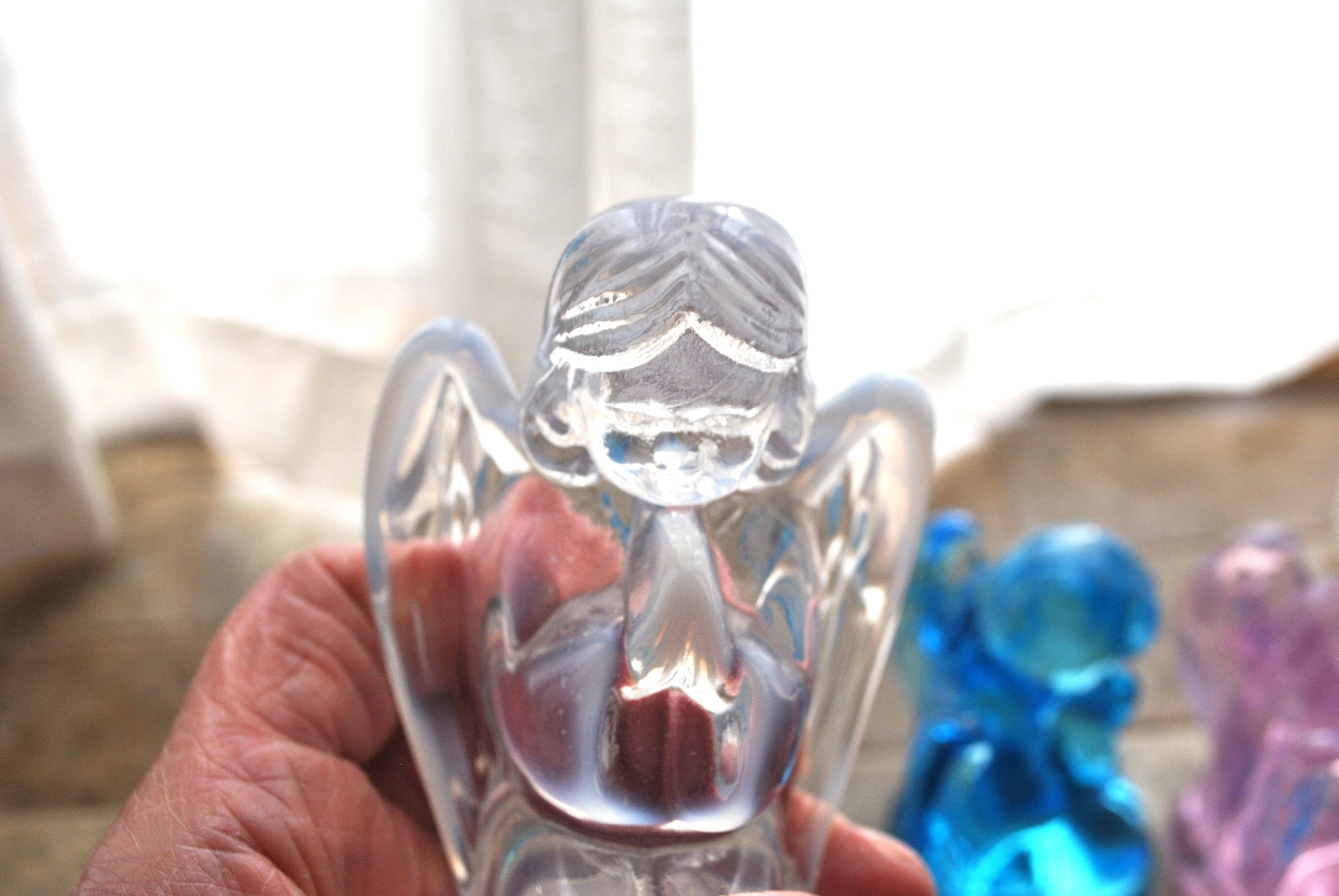 Mosser Glass Praying Angel Your Choice of Crystal Opal, Aqua, or Pink ...