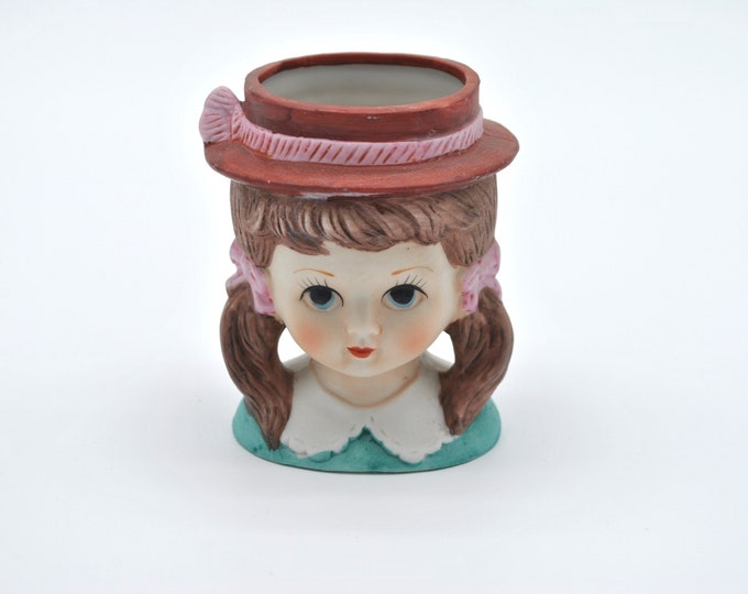 Brinn's Little Girl Planter Head With Ponytails - Etsy