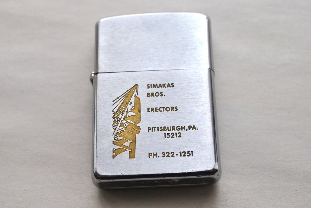 Zippo Simakas Bros Erectors Lighter Advertising Used Made in Bradford ...