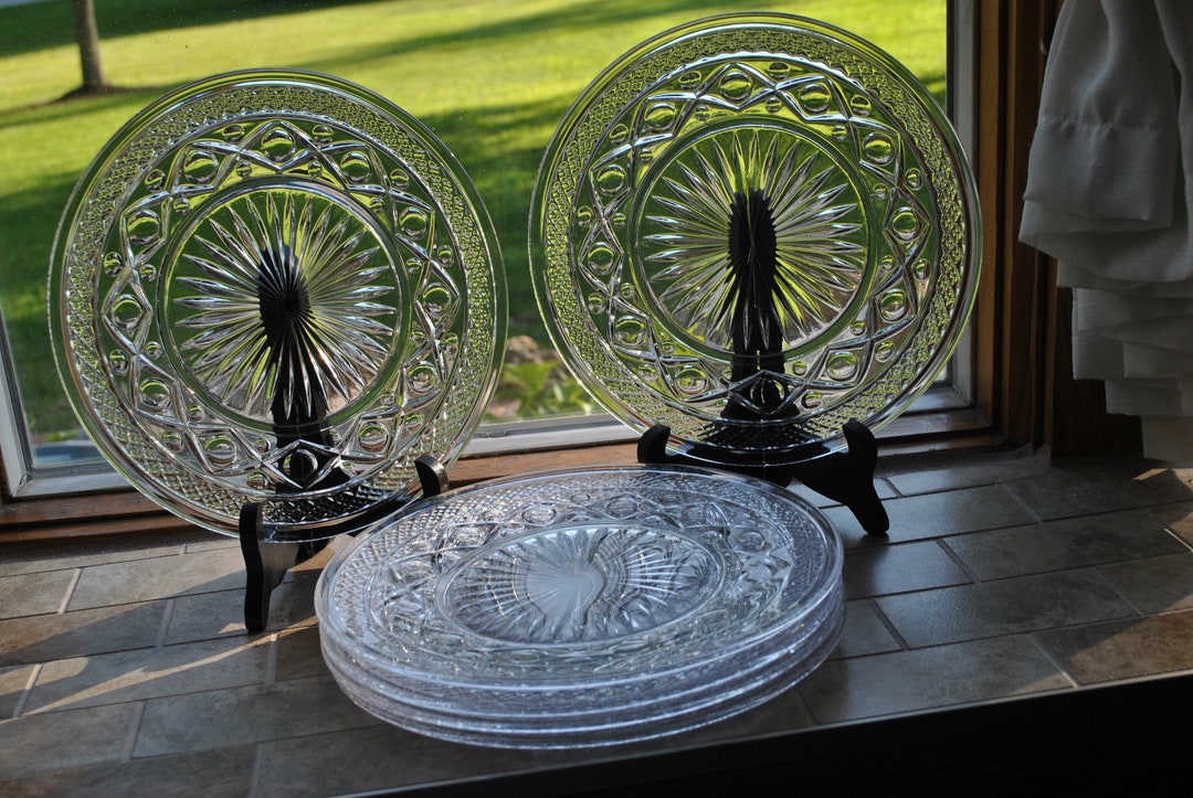 Imperial Cape Cod 8" Clear Glass 6- Salad Plates Diamond Thumbprint - Etsy
