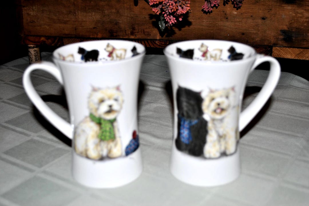 Hudson & Middleton Pair of Scottie Dogs Mugs Fine Bone China, Made in ...