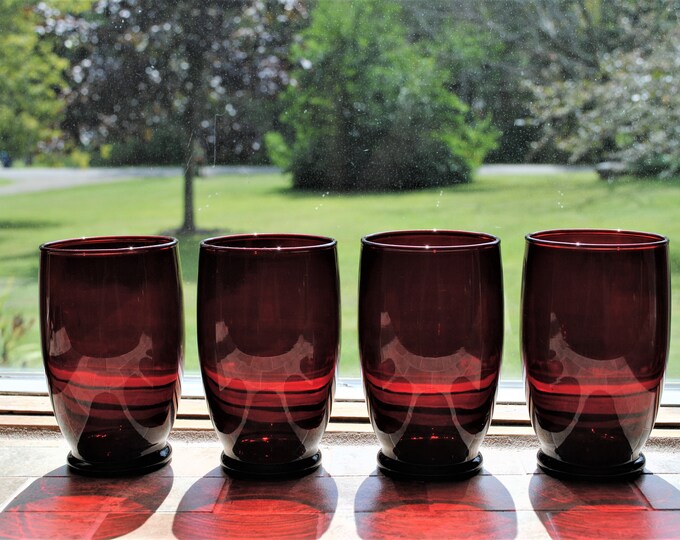 Anchor Hocking Baltic Royal Ruby Red Water Tumbler Goblet - Etsy