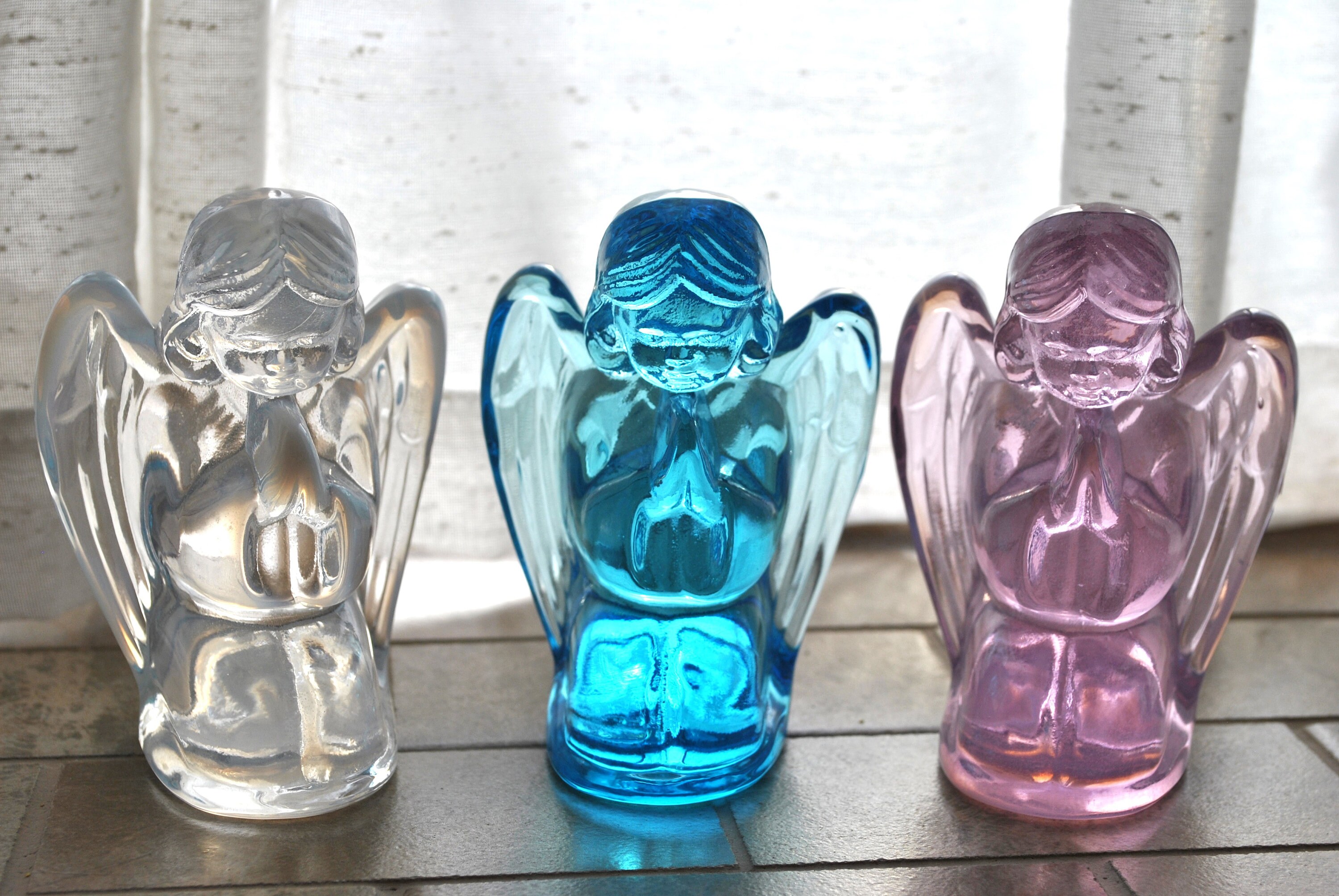 Mosser Glass Praying Angel Your Choice of Crystal Opal, Aqua, or Pink ...