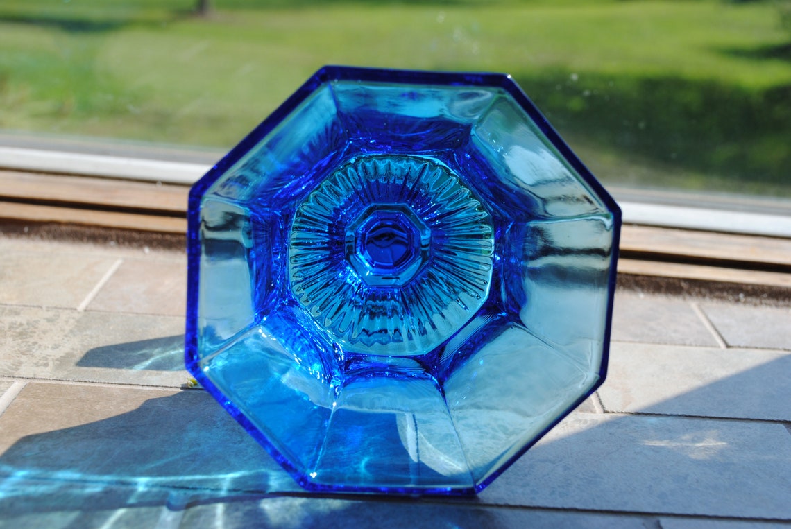 Independence Glass Tall Sherbet / Champagne Octagonal Royal Blue, Aqua ...