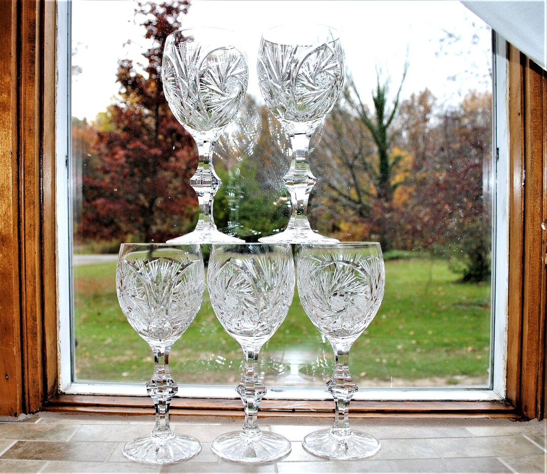American Cut Crystal Stemware 9 Water Goblet in the Barbara Pattern ...