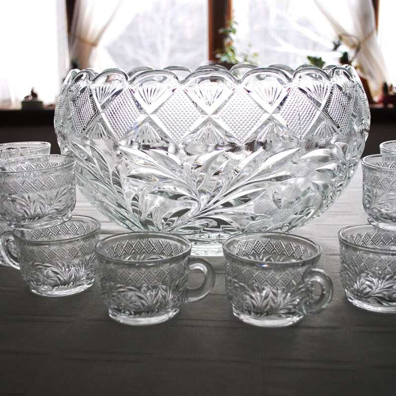 Antique Crystal Punch Bowls - Etsy
