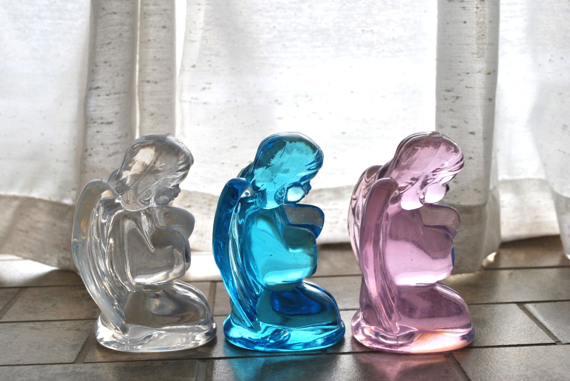 Mosser Glass Praying Angel Your Choice of Crystal Opal, Aqua, or Pink ...