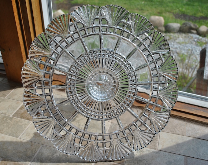 Richard and Hartley Glass 1880's EAPG Clear Glass Cake Stand Block With ...