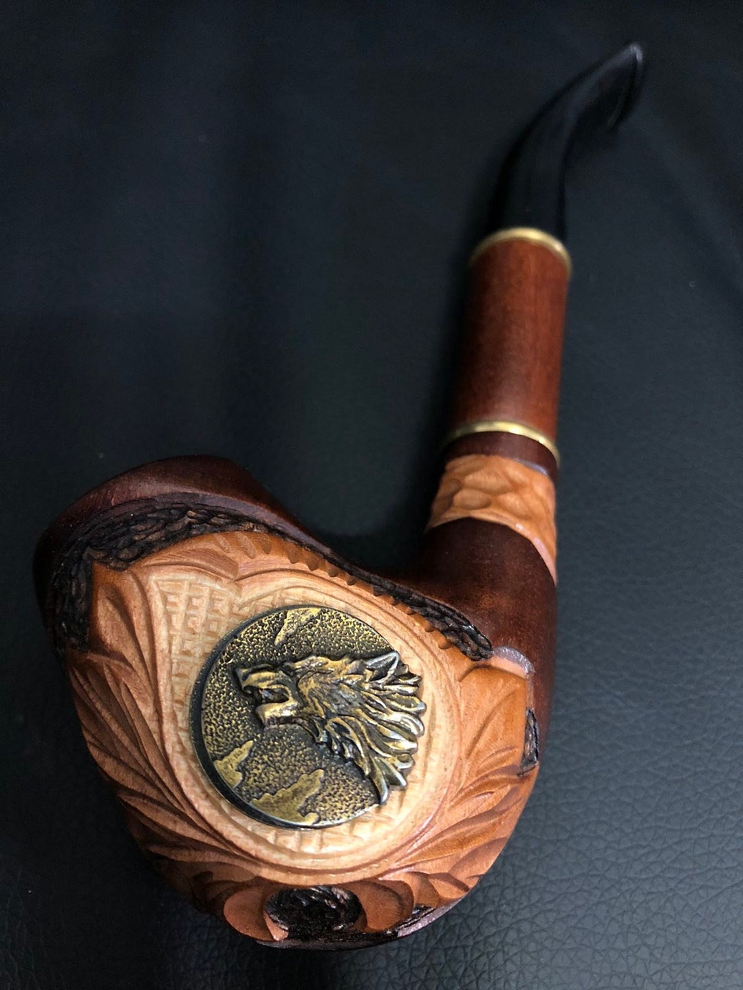 METAL WOLF Tobacco Pipe, Collectable Series, Handcrafted From Pear Wood ...