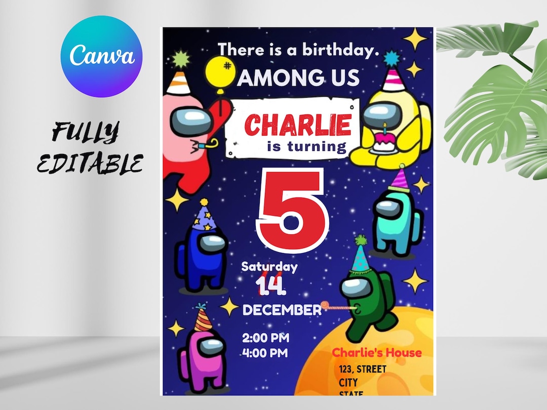 Among Us Invitation Birthday Invitation | Kids Birthday Invitation ...