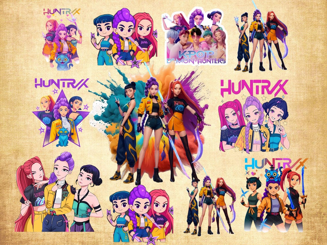 Huntrix Kpop Demon Hunters PNG SVG, Kpop Idol Group Shirt Design,girl ...