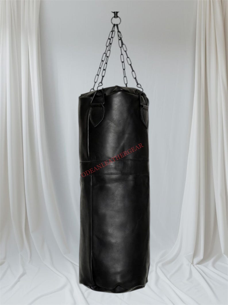 Pure Black Leather Heavy Bag • Handmade Boxing / MMA Punching Bag ...