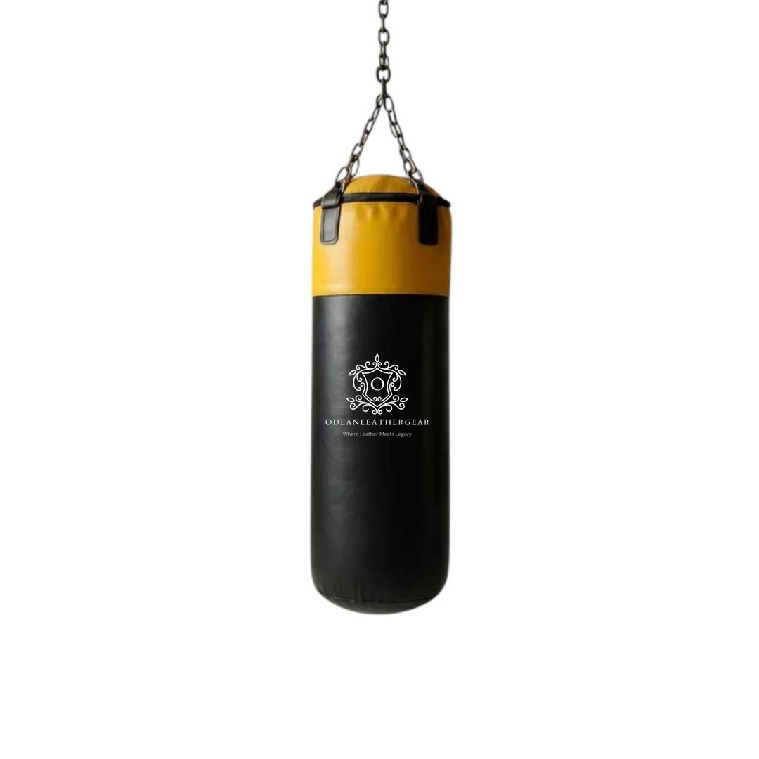 Dual Colour Genuine Leather Punching Bag Unfilled | Yellow & Black ...