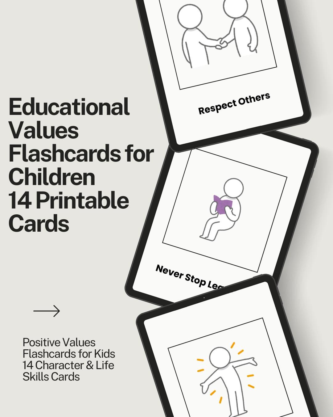Positive Values Flashcards, Character Education, SEL Printable (14 ...