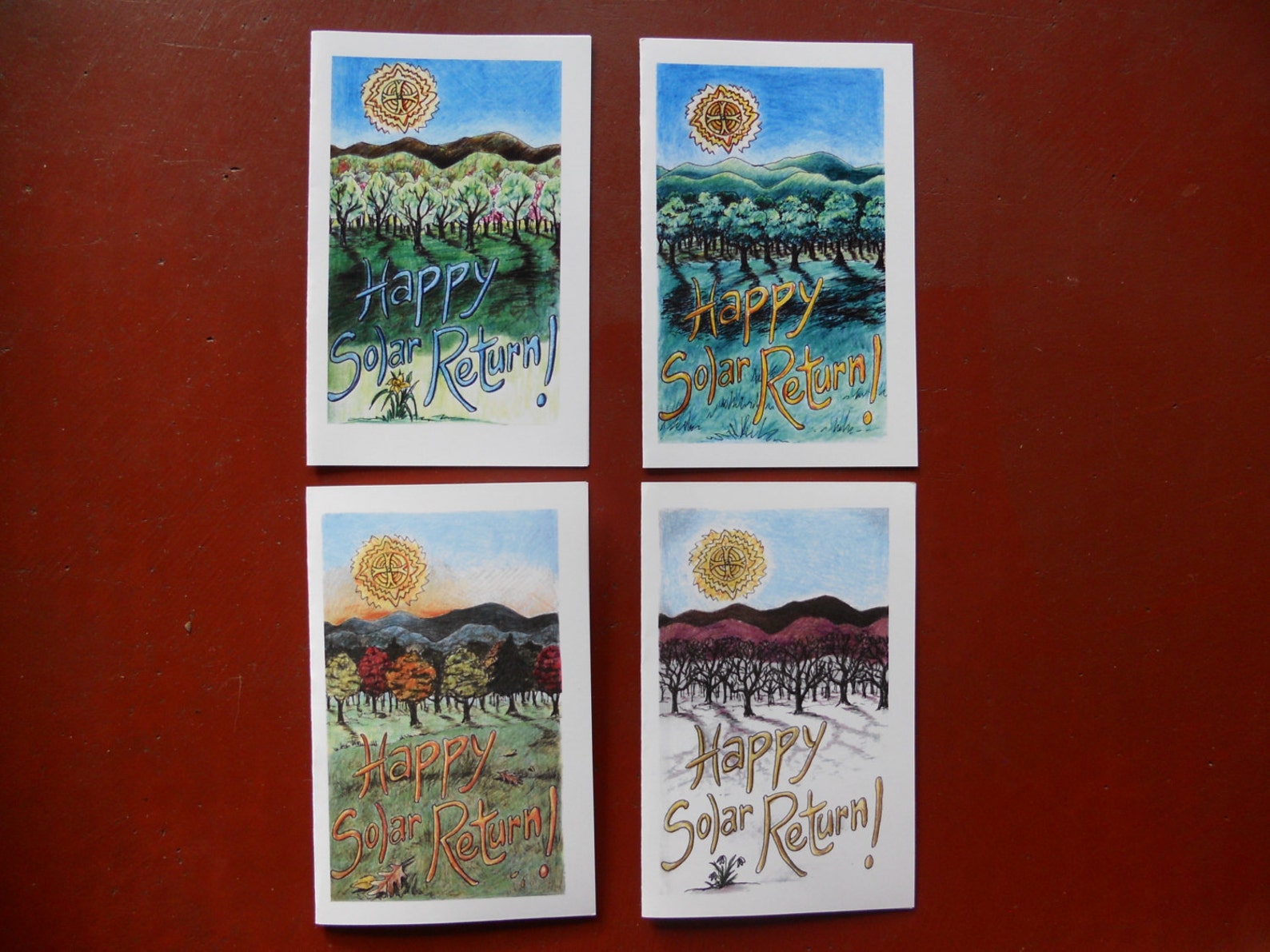 Seasonal Birthday Cards ("solar Return") - 8 Card Set - Etsy