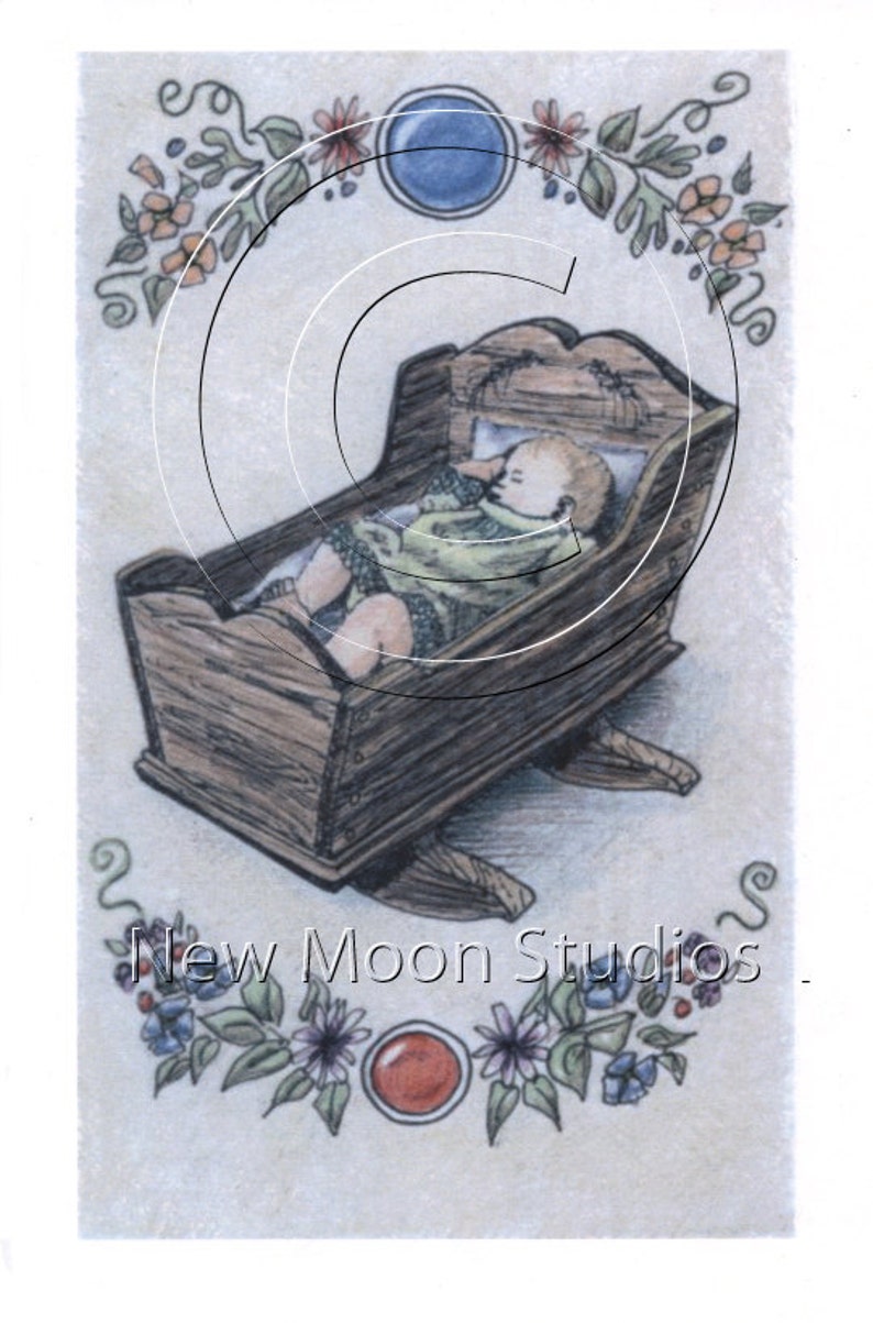 Baby in Cradle Card (set of 8) - Etsy