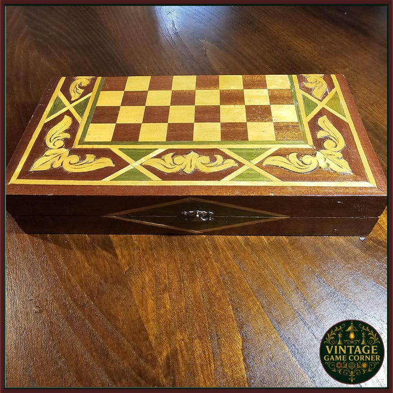Hand Painted Wooden Chess Set With Folding Board – Italian Artisan ...