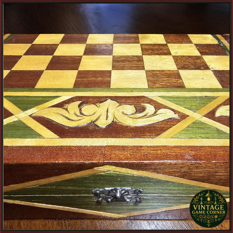 Hand Painted Wooden Chess Set With Folding Board – Italian Artisan ...