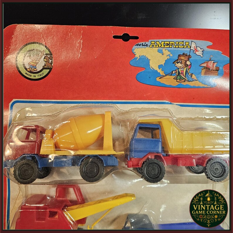 Vintage Plastic Construction Trucks Set – Made in Italy – Sealed ...