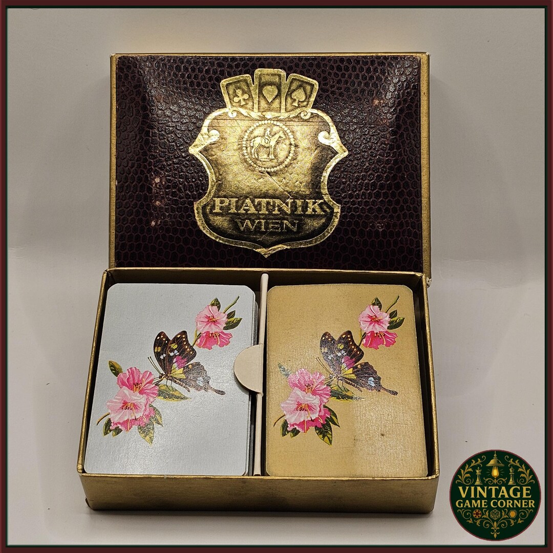 Vintage Piatnik Wien Mini Playing Cards – Butterfly Floral Design, Gold ...