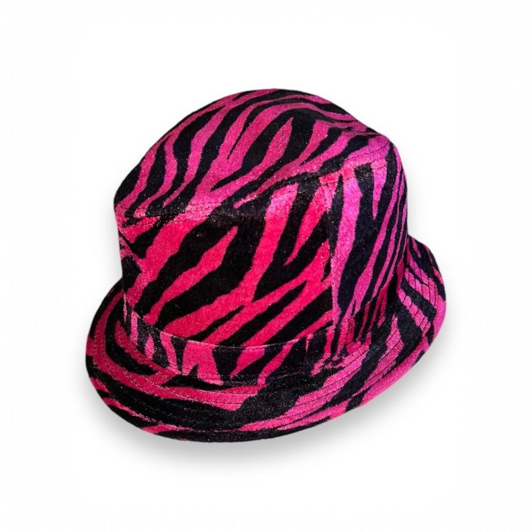 Y2K Mob Wife Velvet Pink Zebra Fedora Gangster Costume Accessory - Etsy