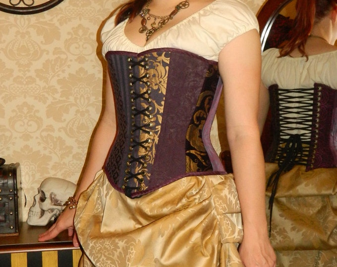 Victorian Patchwork Semi-straight Neckline Overbust Corset - Etsy