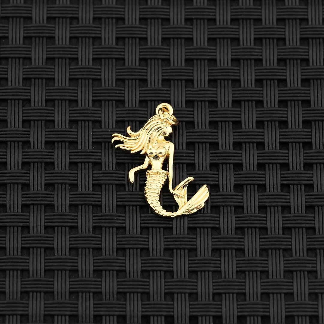 Trendy 18K Gold Filled Mermaid Charm Modern Fantasy 3D Design for ...