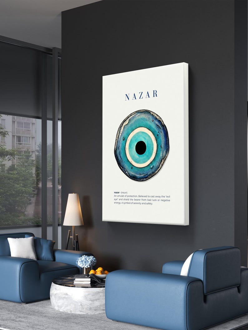 Modern Nazar Evil Eye Print, Boho Spiritual Protection Wall Art ...
