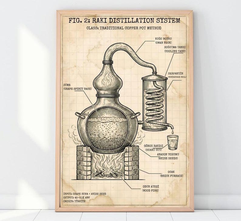 Turkish Raki Distillation Patent Print - Copper Pot Still Technical ...