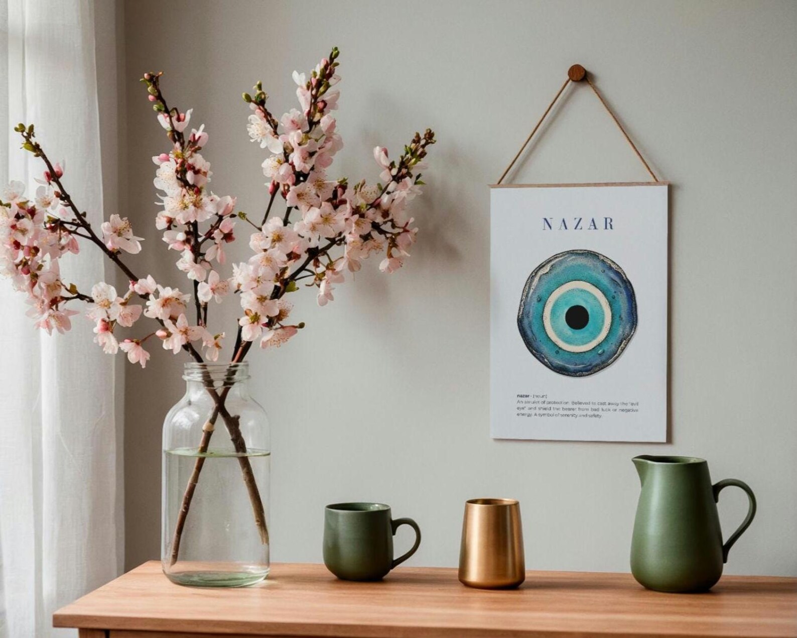 Modern Nazar Evil Eye Print, Boho Spiritual Protection Wall Art ...
