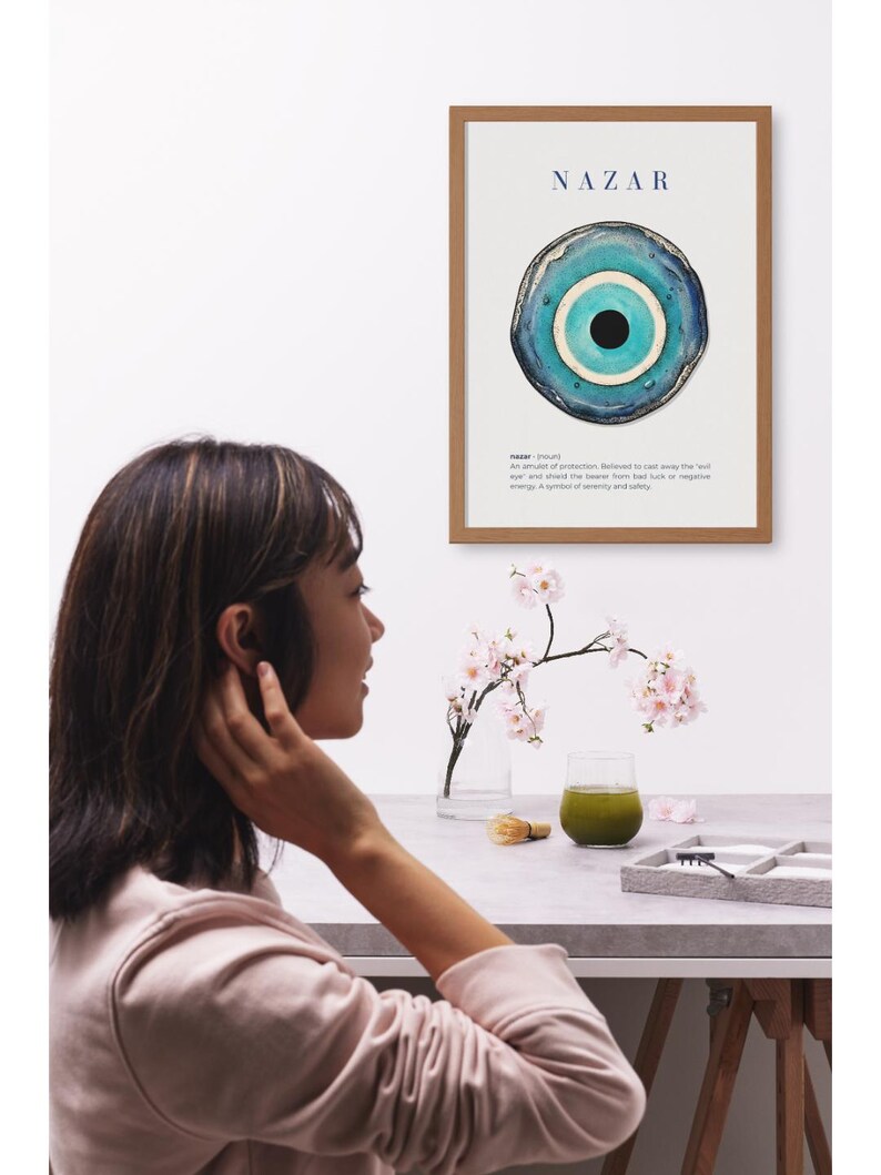 Modern Nazar Evil Eye Print, Boho Spiritual Protection Wall Art ...