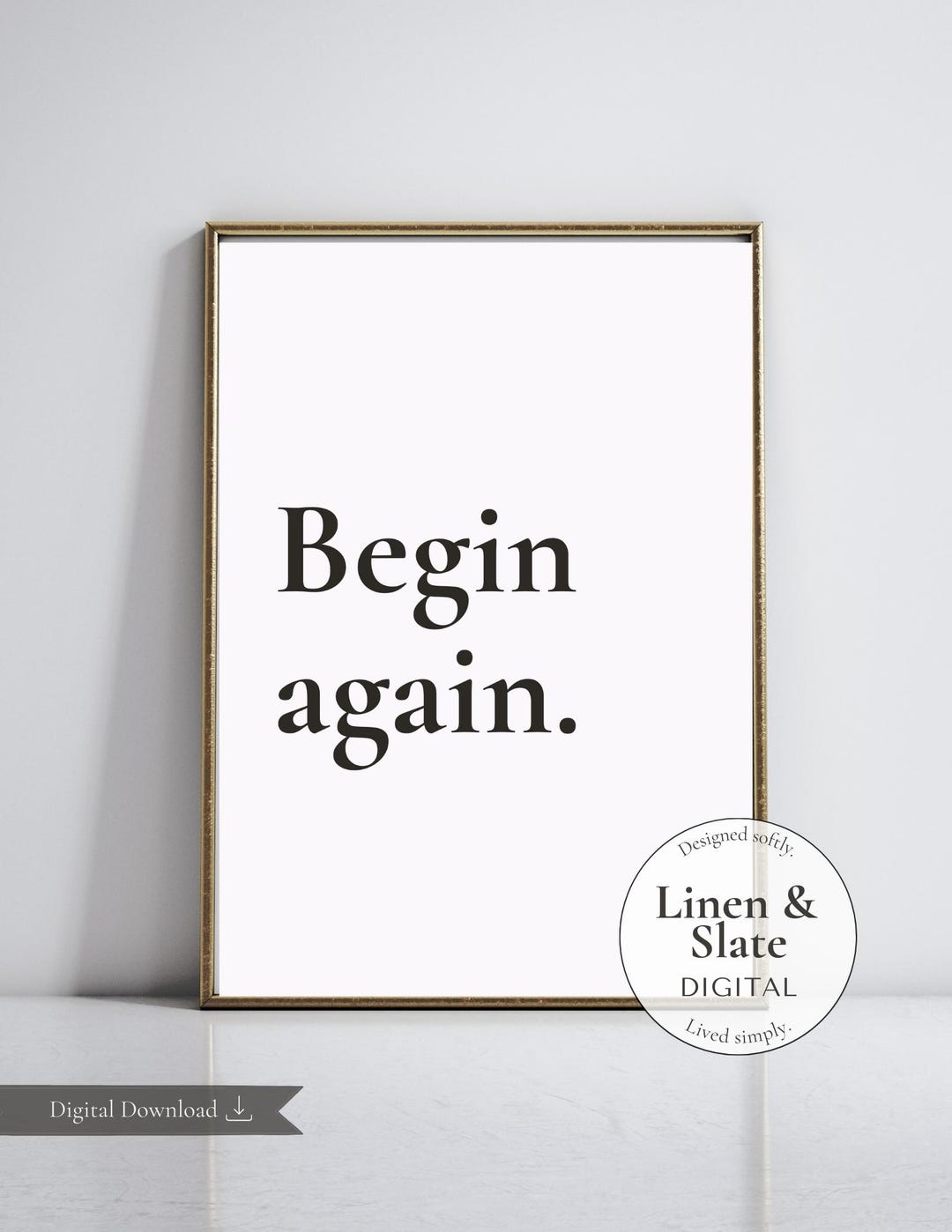 Begin Again – Typography Printable Wall Art - Etsy