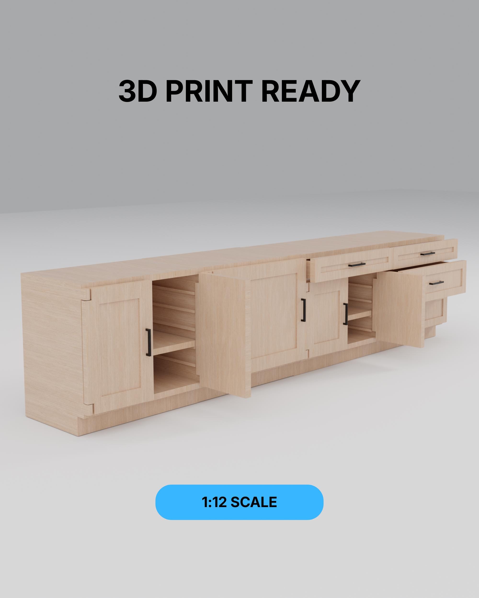STL File - 1:12 Kitchen Cabinets STL + 3MF Files | Modular Doors and ...