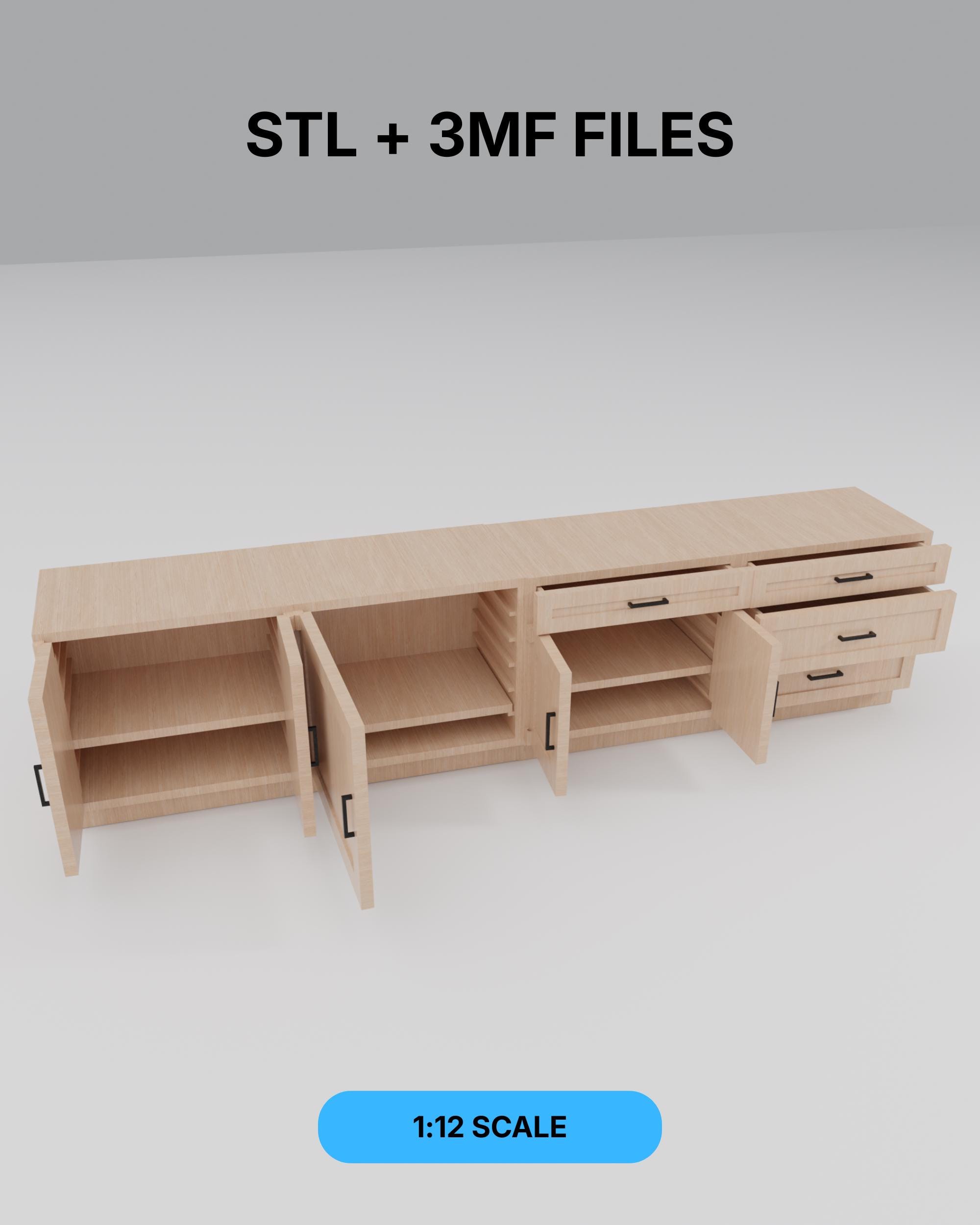 STL File - 1:12 Kitchen Cabinets STL + 3MF Files | Modular Doors and ...