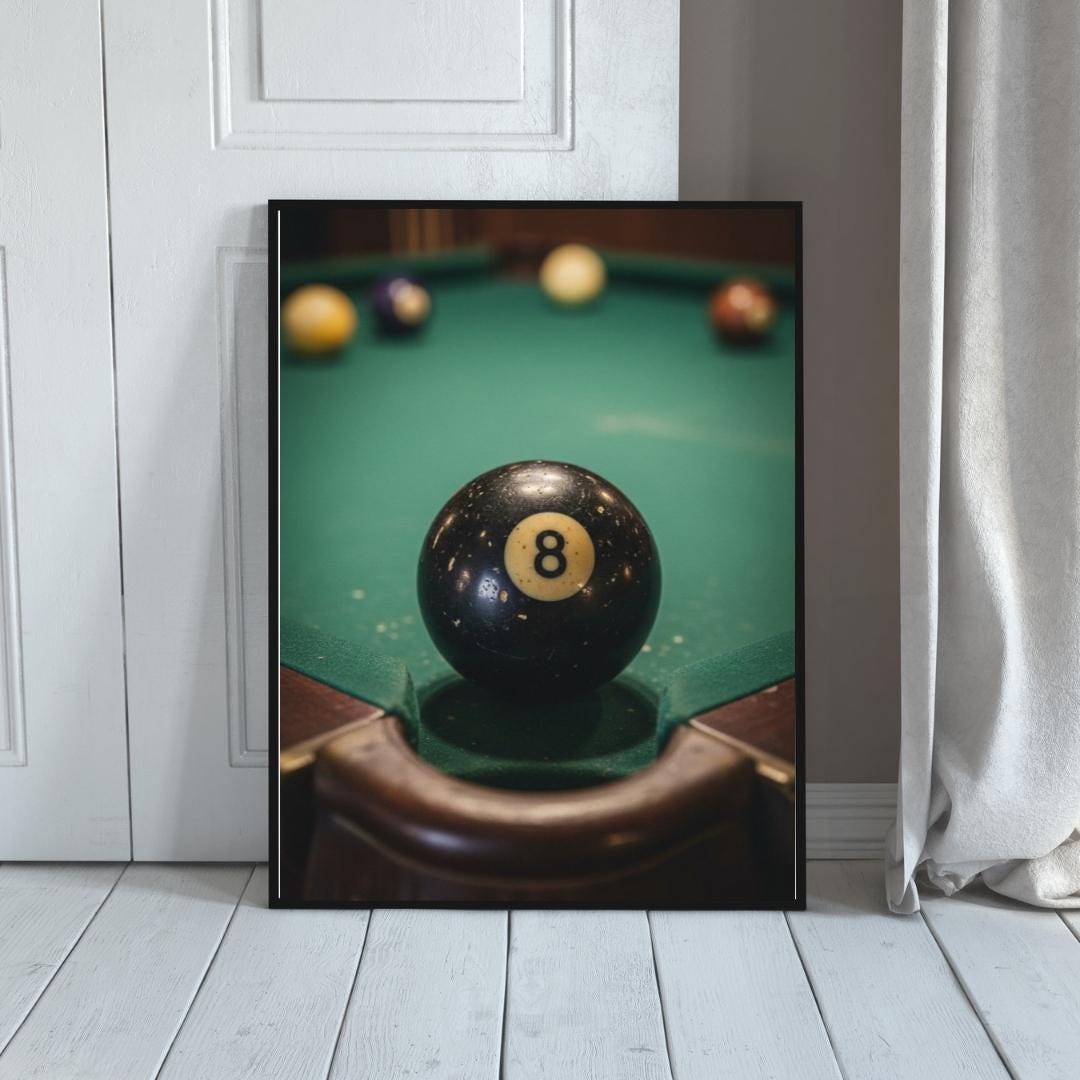 Vintage 8 Ball Photography Print: Retro Billiards Room Decor (digital ...