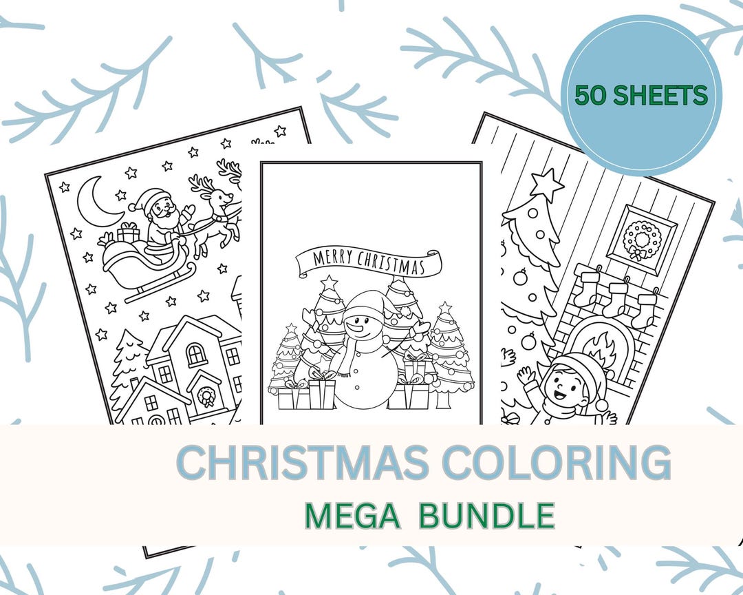 50 Christmas Coloring Pages, Printable Kids Activity Sheets, Family ...