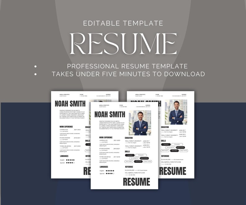 Resume CV Template| Digital Download | Editable - Etsy