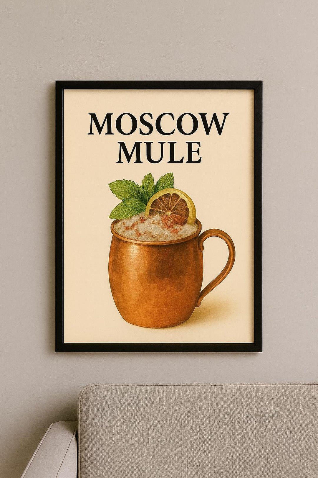 Moscow Mule Poster – Cocktail Wall Art Print – Copper Mug Illustration ...