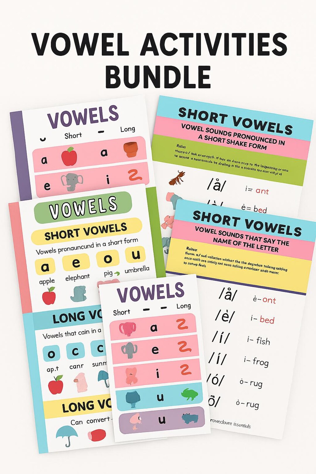 Vowel Activities Bundle | Short & Long Vowel Worksheets | Posters ...