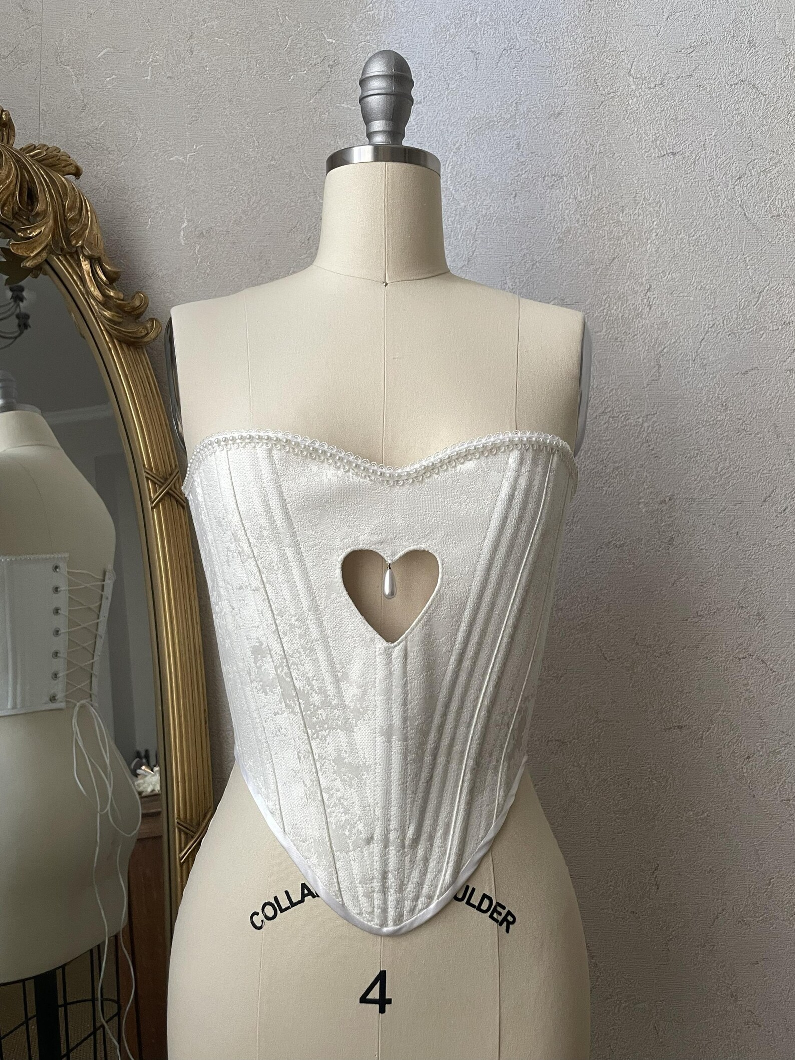 Pearl Heart Cut-out Corset | White Bridal Corset Top | Fairycore ...