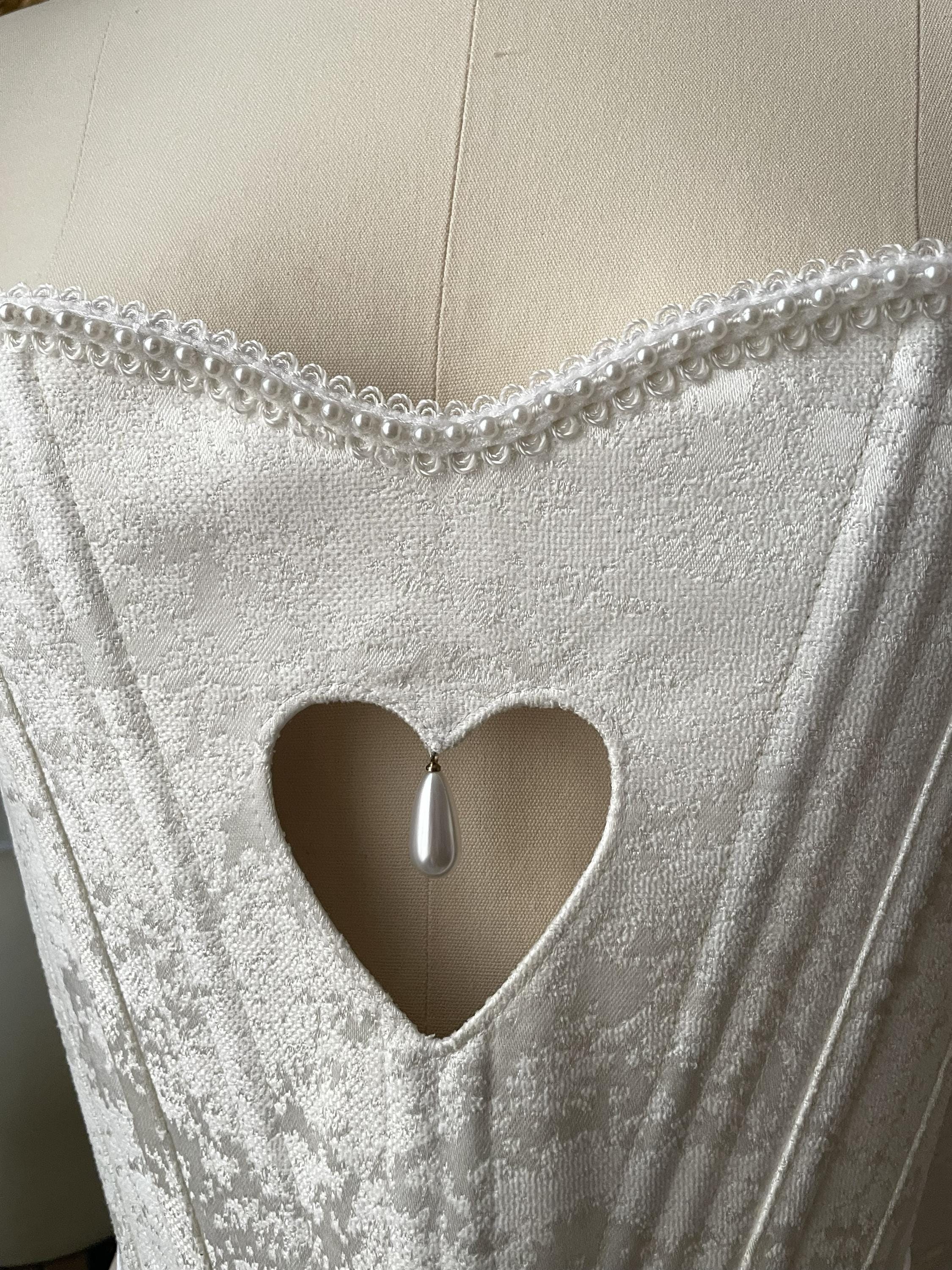 Pearl Heart Cut-out Corset | White Bridal Corset Top | Fairycore ...