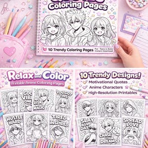 Anime Coloring Pages With Quote Cute & Trendy Anime Coloring Book ...