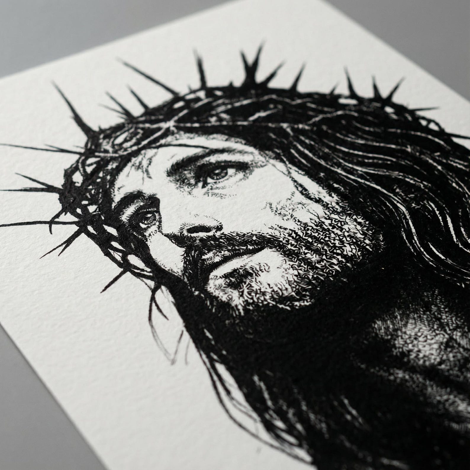 Jesus Typography Portrait Wall Art, Sacred Text Art Black White ...