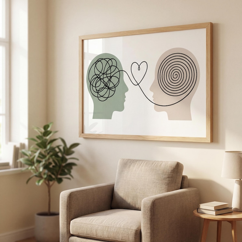 Talk Therapy Print, Mental Health Art, Therapist Office Decor ...